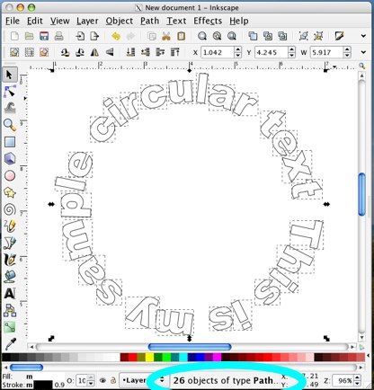 Using MSWord to generate circular text for cutting
