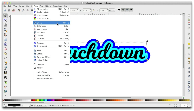 Offset text In Inkscape the easy way