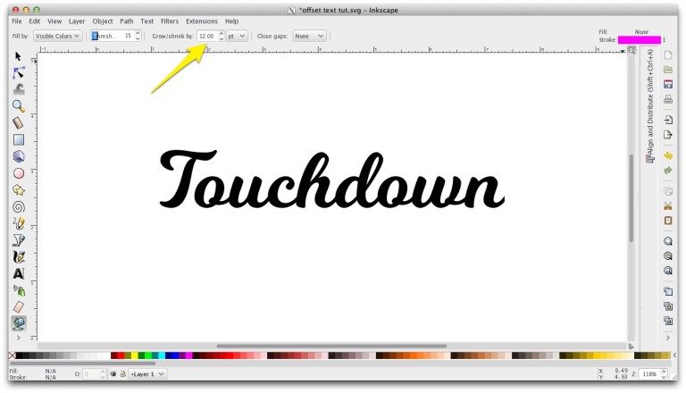 Offset text In Inkscape the easy way