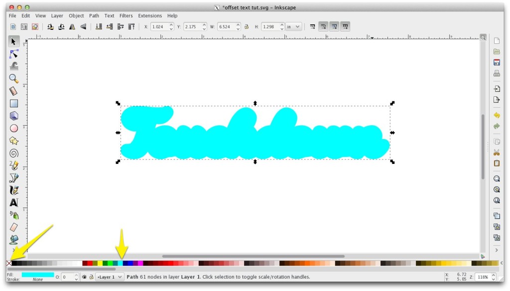 Offset text In Inkscape the easy way