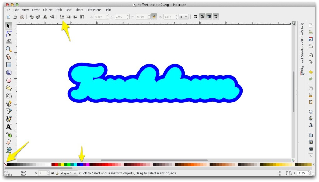 Offset text In Inkscape the easy way
